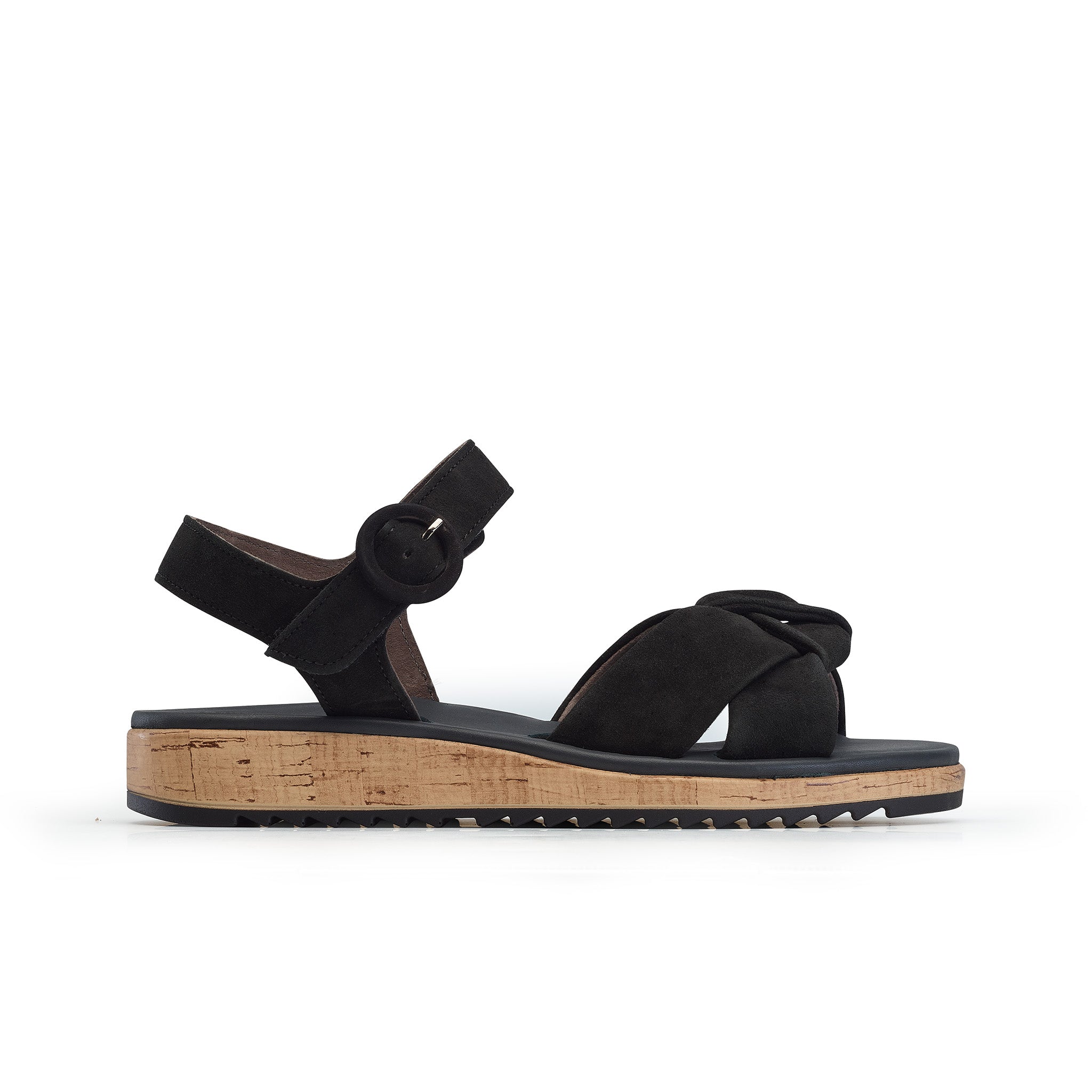 Trento Sandal in Black Suede Sporty Chic Comfort – Paulgreenshoes.com