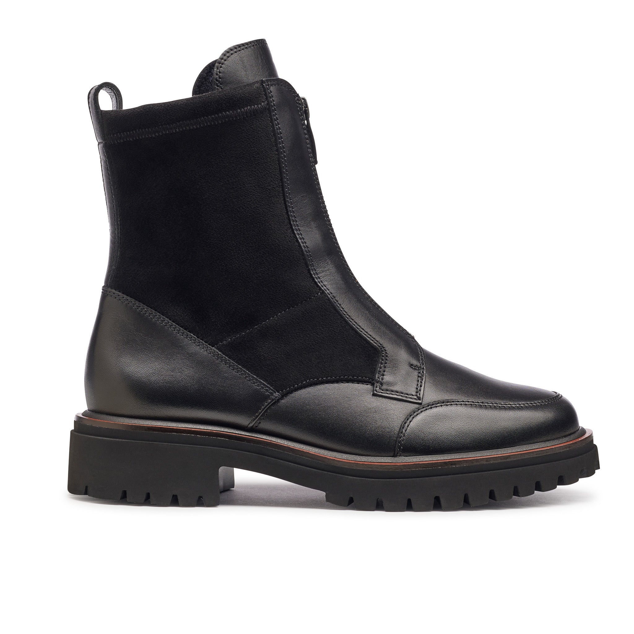 Sheridan Lug Boot in Black Leather Stylish Comfort – Paulgreenshoes.com